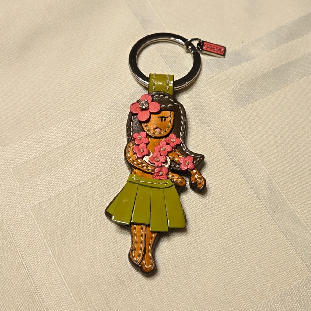 Coach Pink Hawaiian Hula Girl Rare Keyfob - Gem